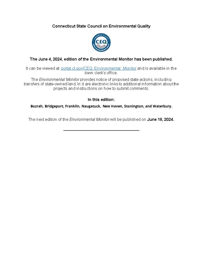 Connecticut State Council on Environmental Quality Notice - Town of ...